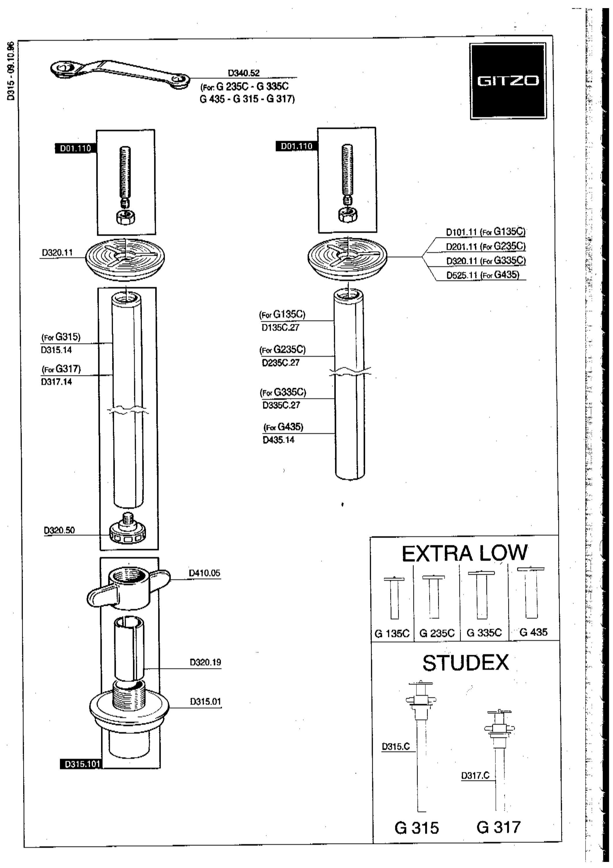 Gitzo - G315 Gitzo Studex Systematic Column, series 3 spare parts